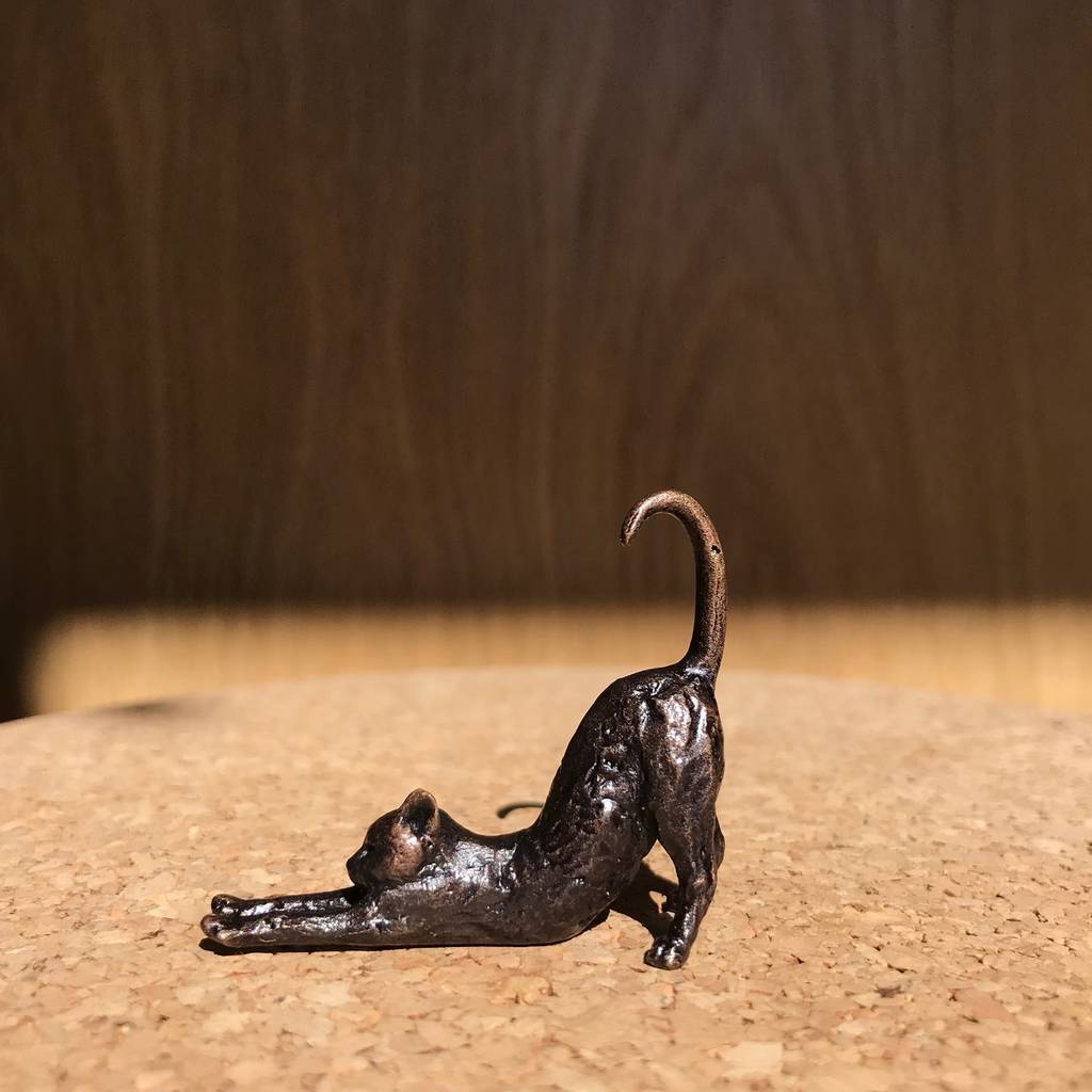 miniature solid bronze cat sculpture by ginger rose ...