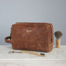 personalised leather wash bag by paper high | notonthehighstreet.com