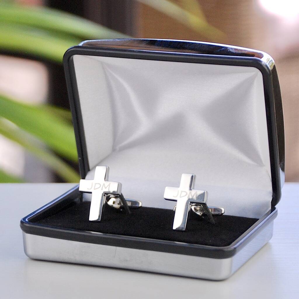 Personalised Silver Cross Cufflinks By Penelopetom | notonthehighstreet.com