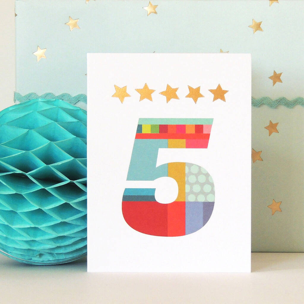 Mini Gold Star Number Five Card By Kali Stileman Publishing ...