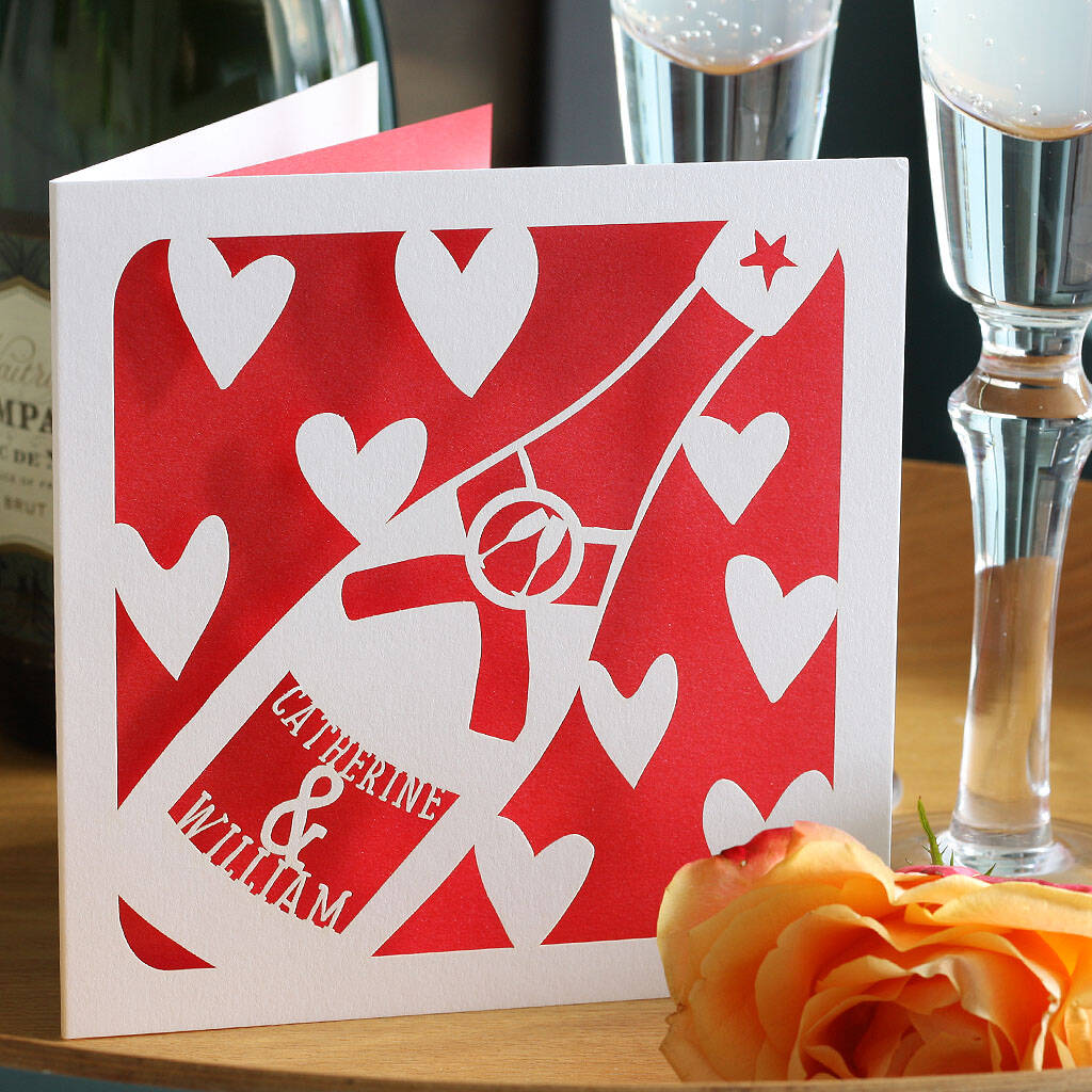 personalised champagne bottle card by whole in the middle ...