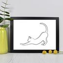 Stretching Cat Line Drawing Print By Adam Regester Design ...