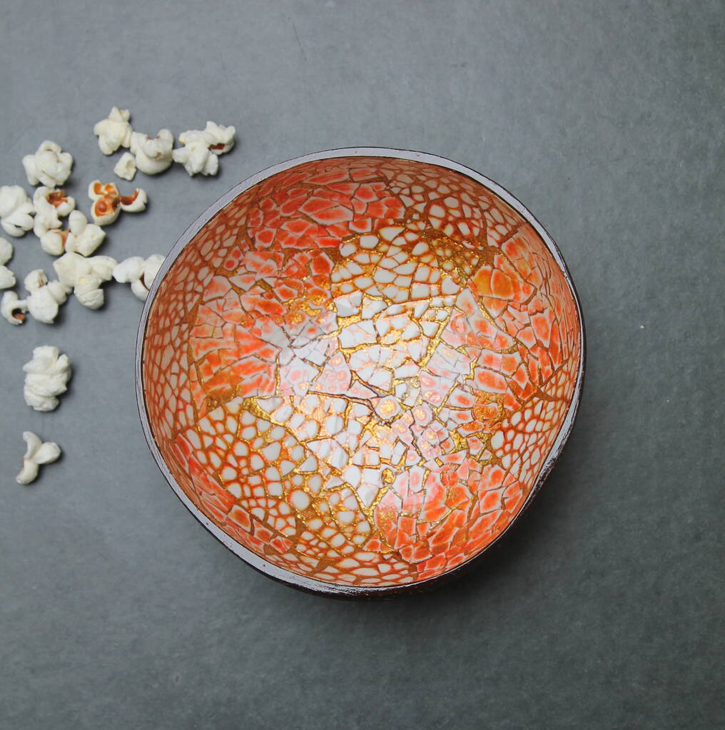 Gold Pattern Coconut Shell Snack Bowl By Lotus Direct ...
