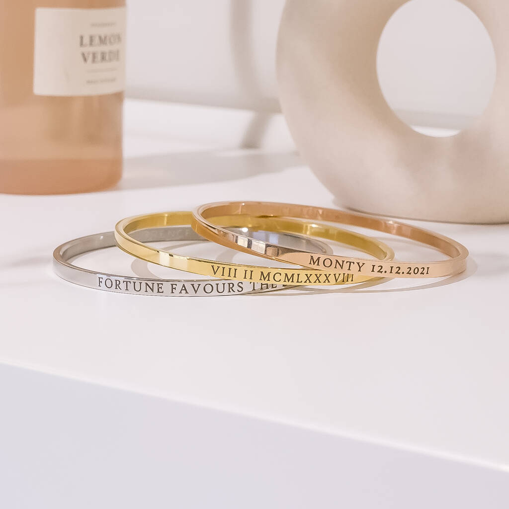 Personalised Womens Bangle Names Dates Mottos By Florence London ...
