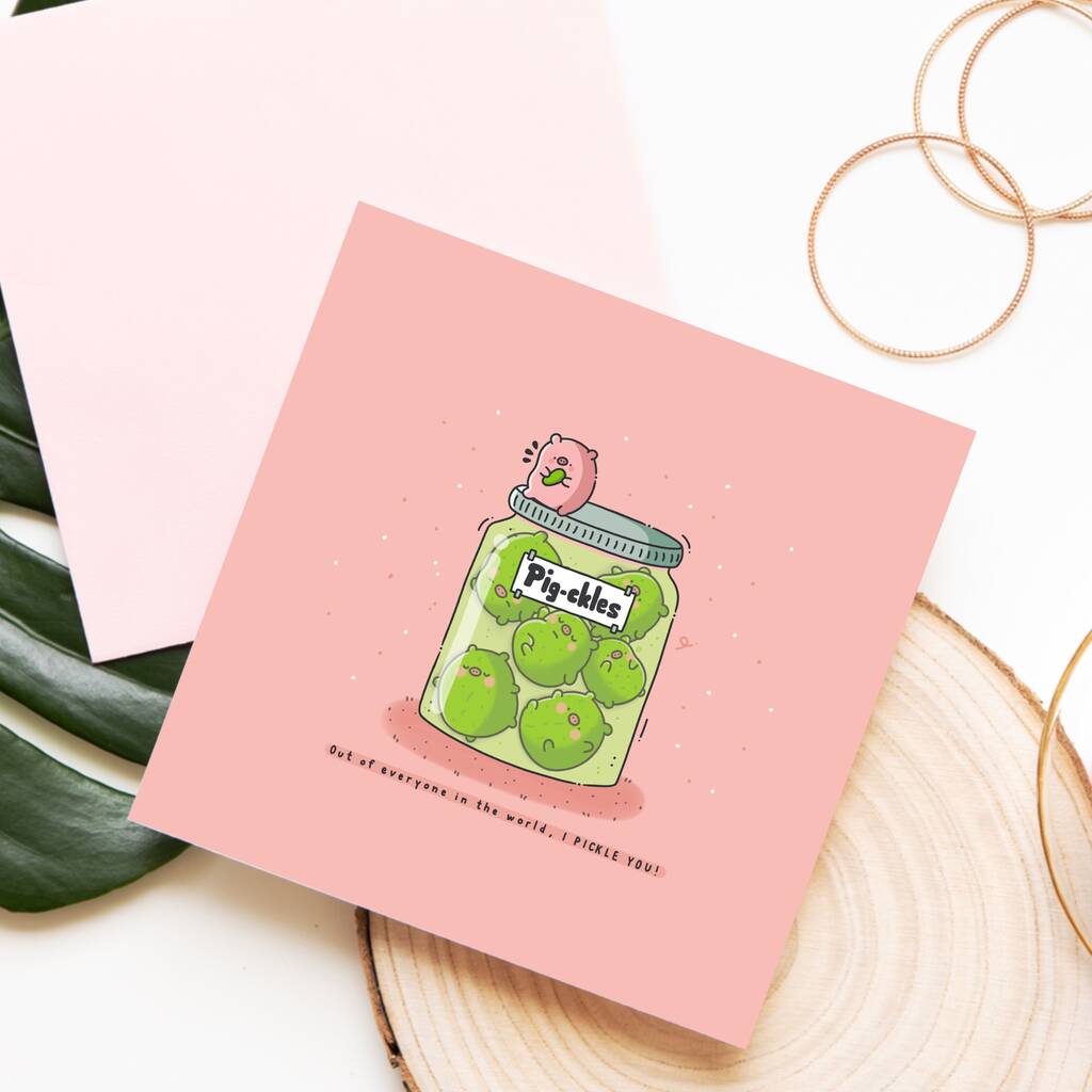 Cute Pickles Greetings Card By Toastedink