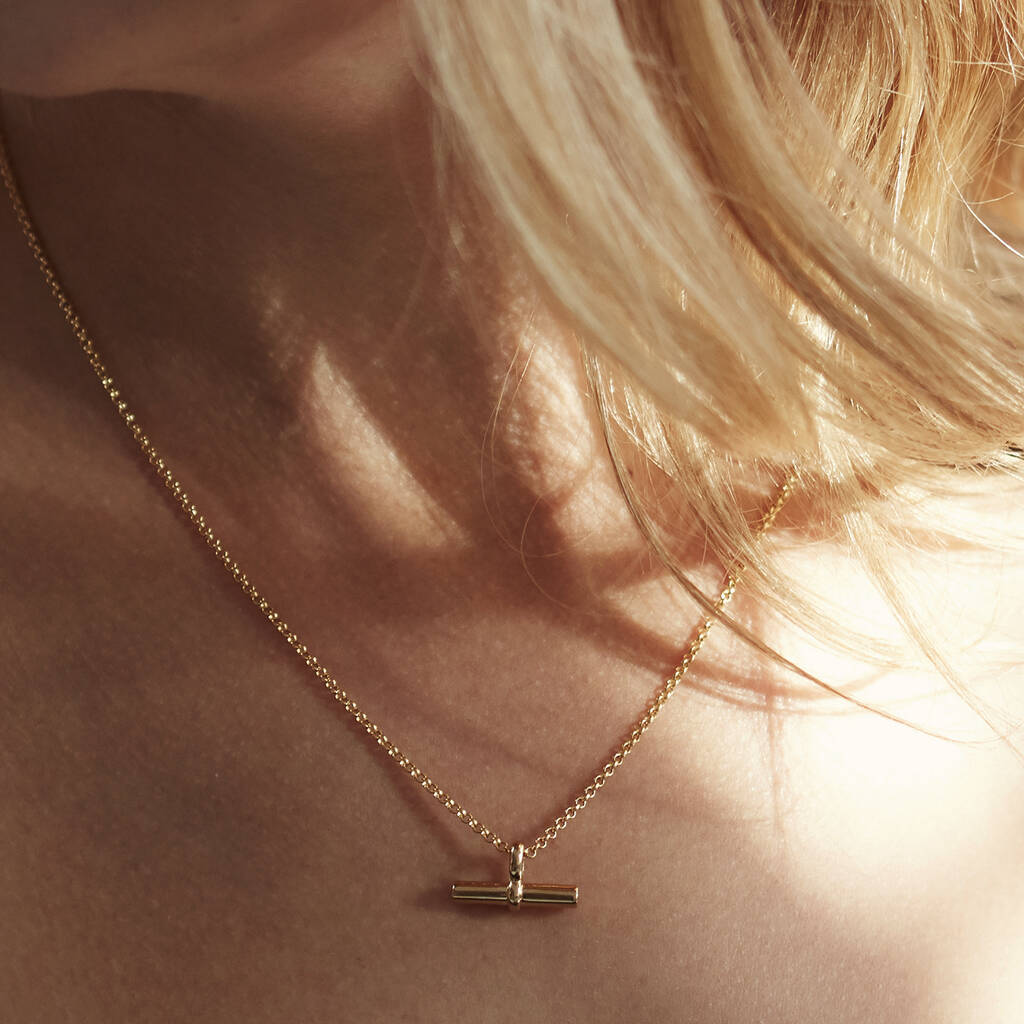 T Bar Necklace In 18ct Gold Vermeil Plate By Muru | notonthehighstreet.com