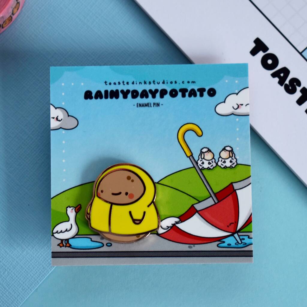 Cute Potato In A Raincoat Enamel Pin By Toastedink