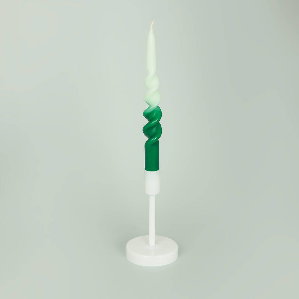 G Decor Set Of Two Tone Green Spiral Twisted Candles By G Decor