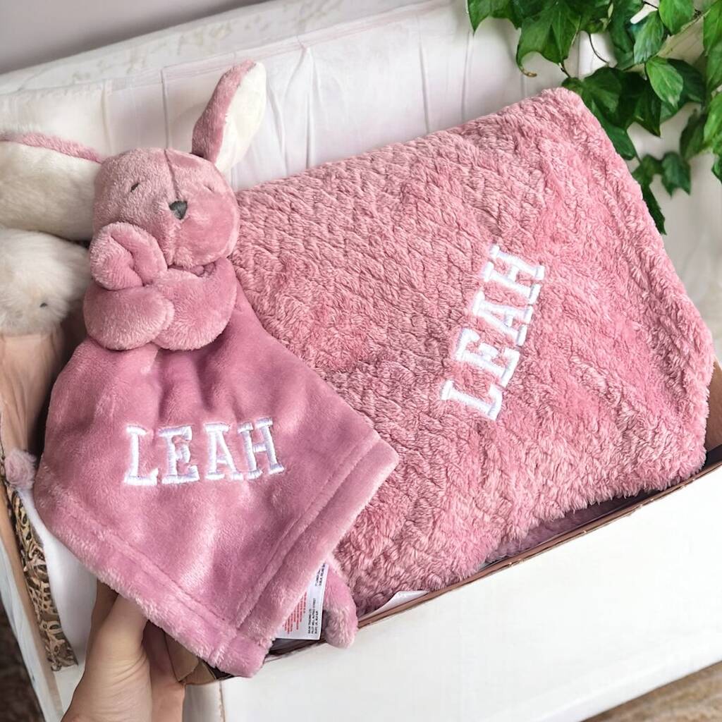 Personalised Sage Bunny Comforter And Blanket By The Bababee