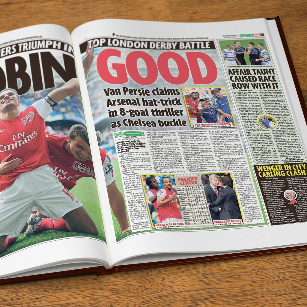 Arsenal Personalised Football Gift Newspaper Book By Historic ...
