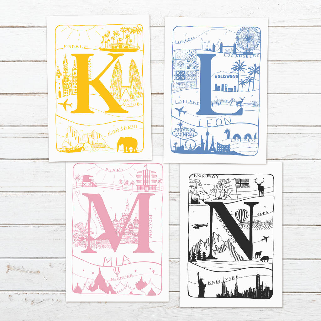 personalised little explorer nursery letter print by places & spaces ...