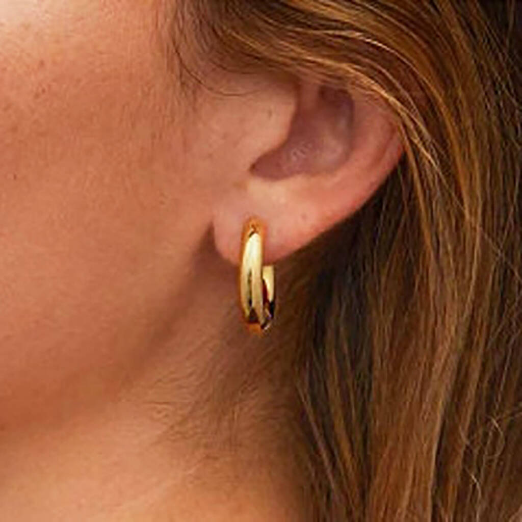 18k Gold Plated Chunky Hoops By Harfi