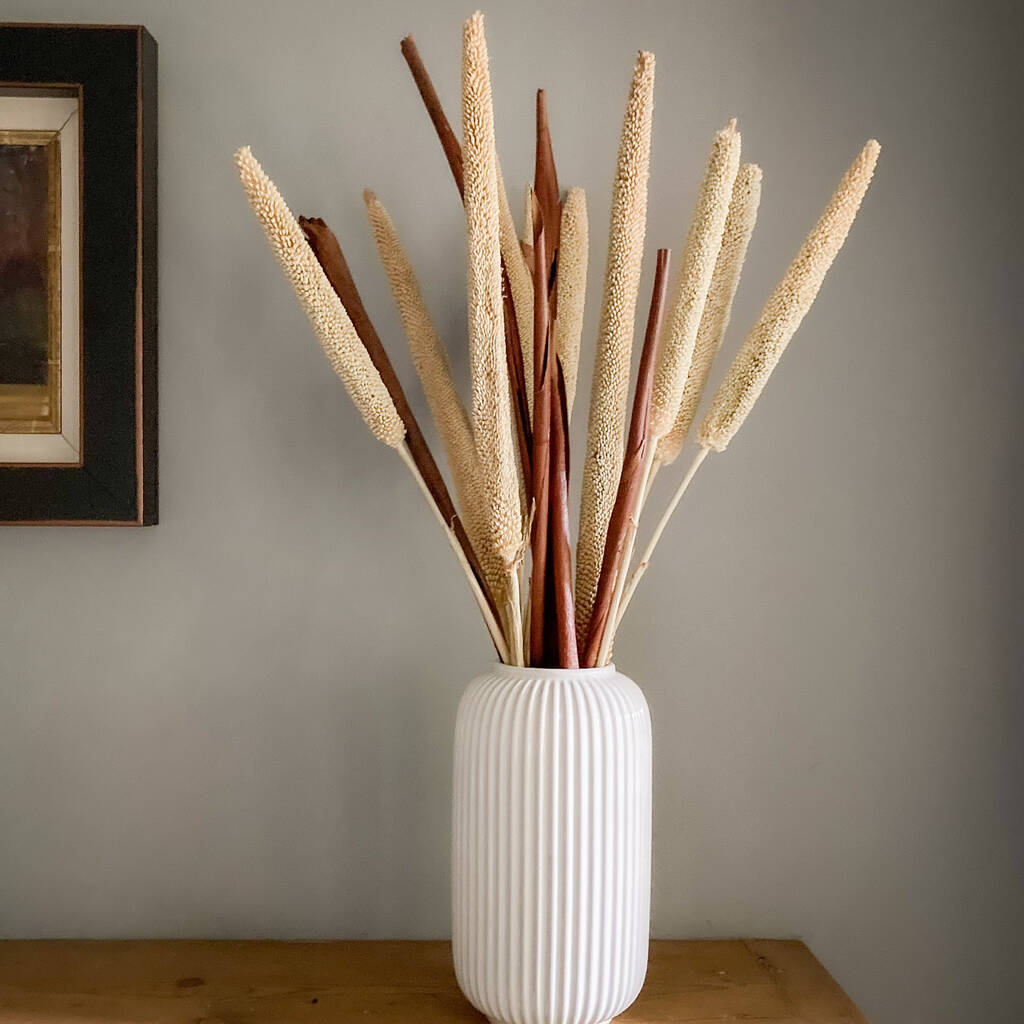 Pearl Millet And Eucalyptus Bark Stem Bouquet By Neboho