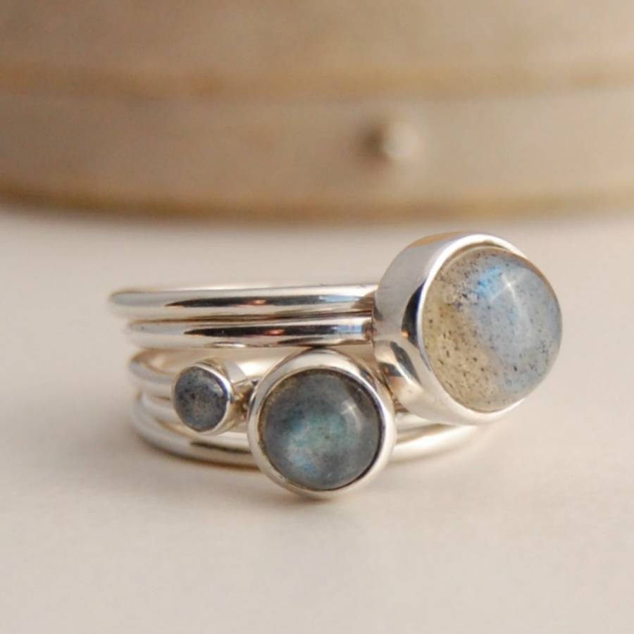 storm sterling silver stacking rings with labradorite by alison moore ...