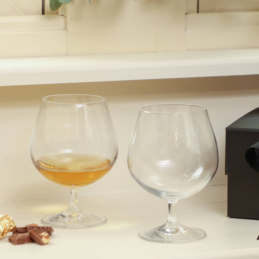 two classic cognac glasses with gift box by dibor | notonthehighstreet.com