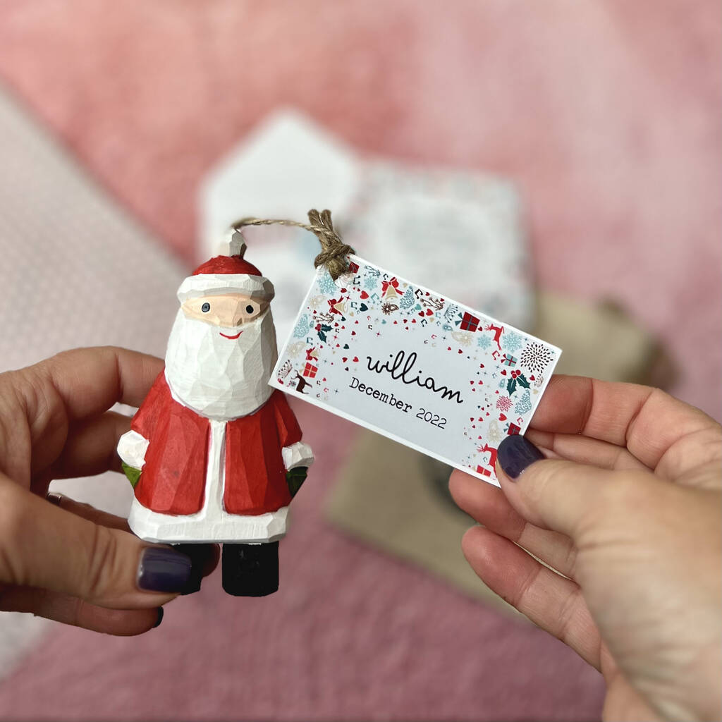 Wooden Santa Personalised Decoration By Spotty N Stripy