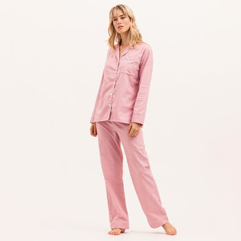 Women's Brushed Cotton Plain Pink Pyjamas By Pj Pan ...