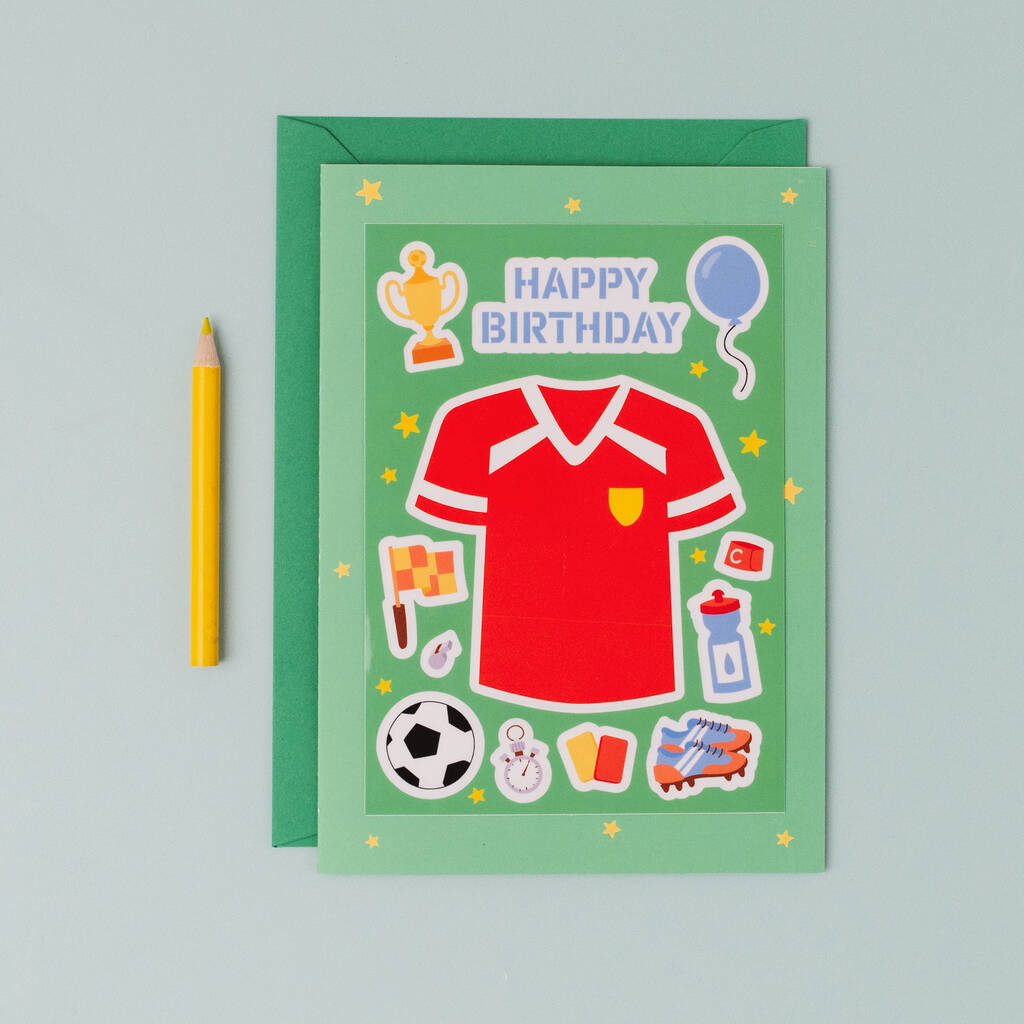Football Birthday Card With Stickers And Colouring Activity By Little ...