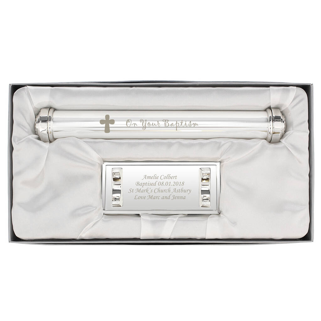 Personalised Baptism Silver Plated Certificate Holder By The Thoughtful ...