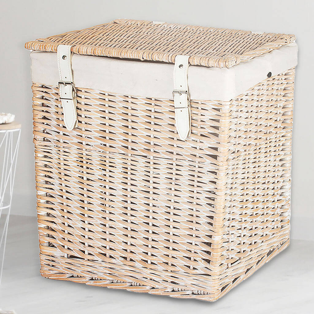 Lined Wicker Laundry Hamper Basket By Dibor | notonthehighstreet.com
