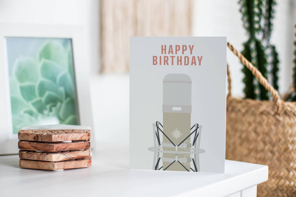 Microphone Birthday Card | Music Greetings Card By Thirty Forest ...