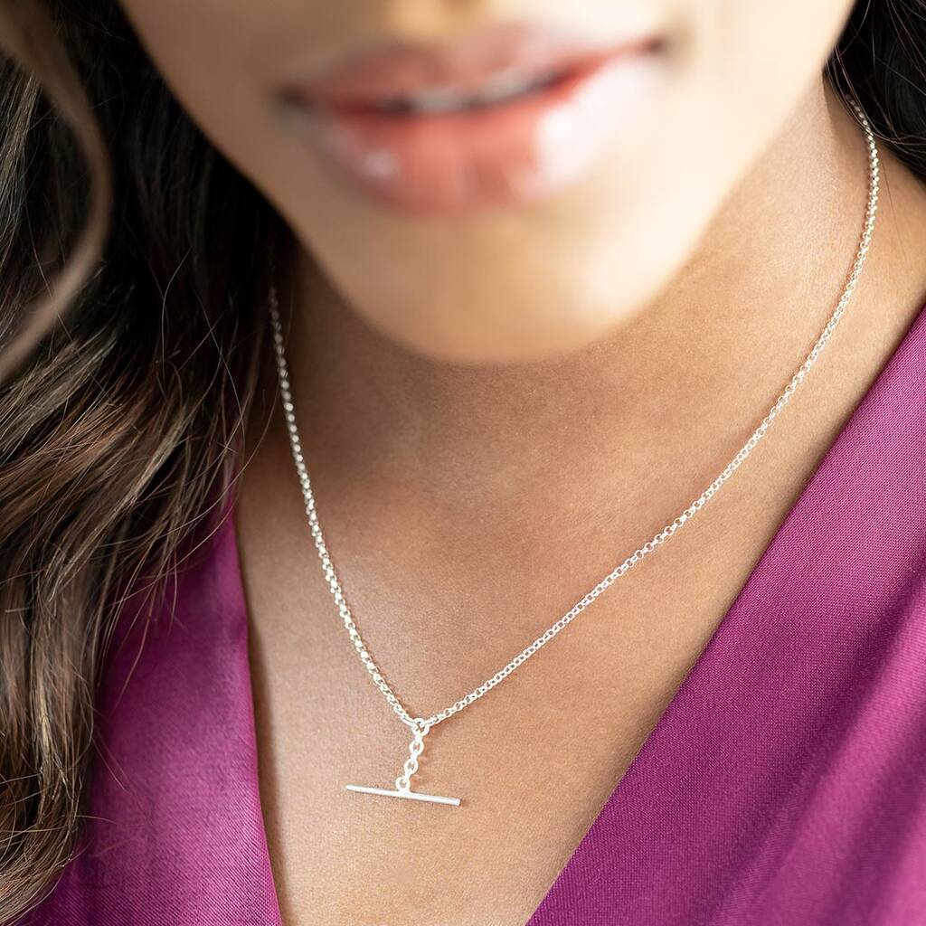 Sterling Silver T Bar Chain Personalised Necklace By Bloom Boutique