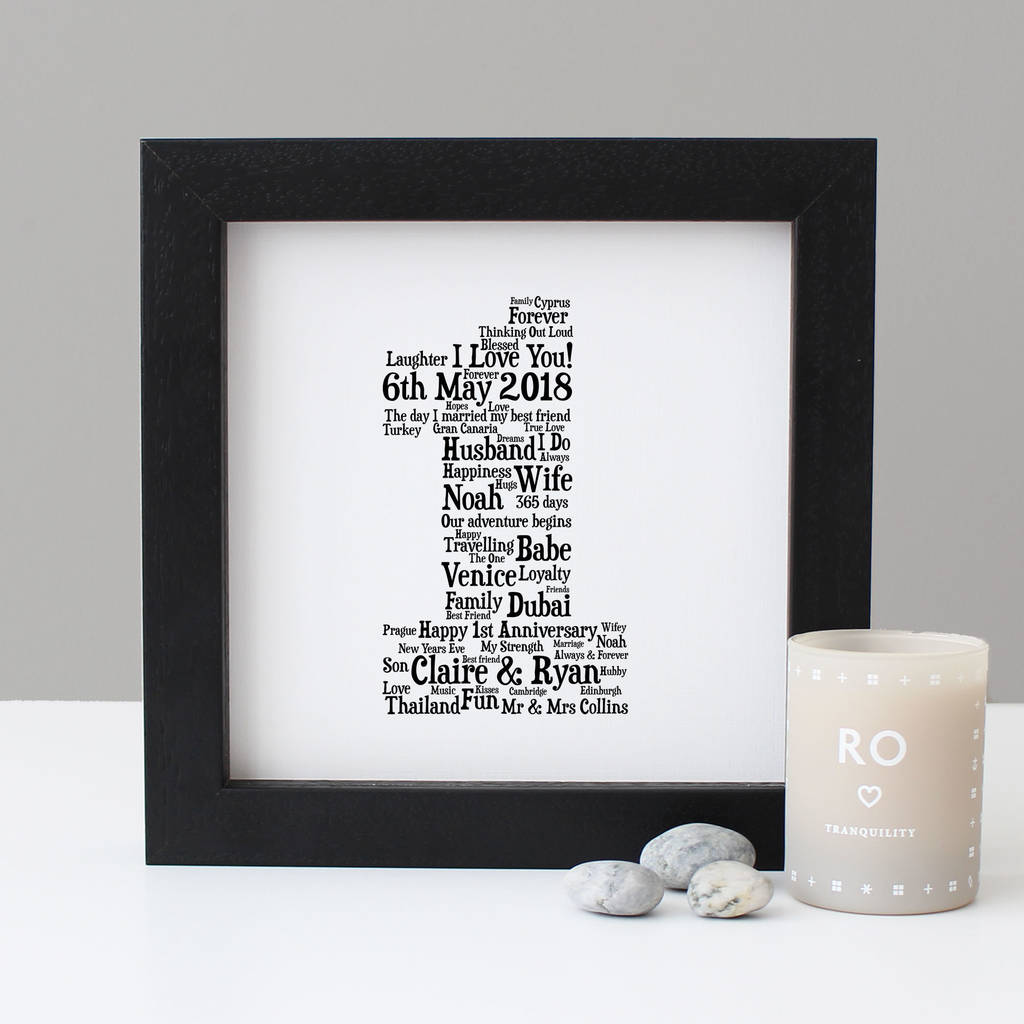 Personalised paper 1st Anniversary Gift Print By Hope And Love 