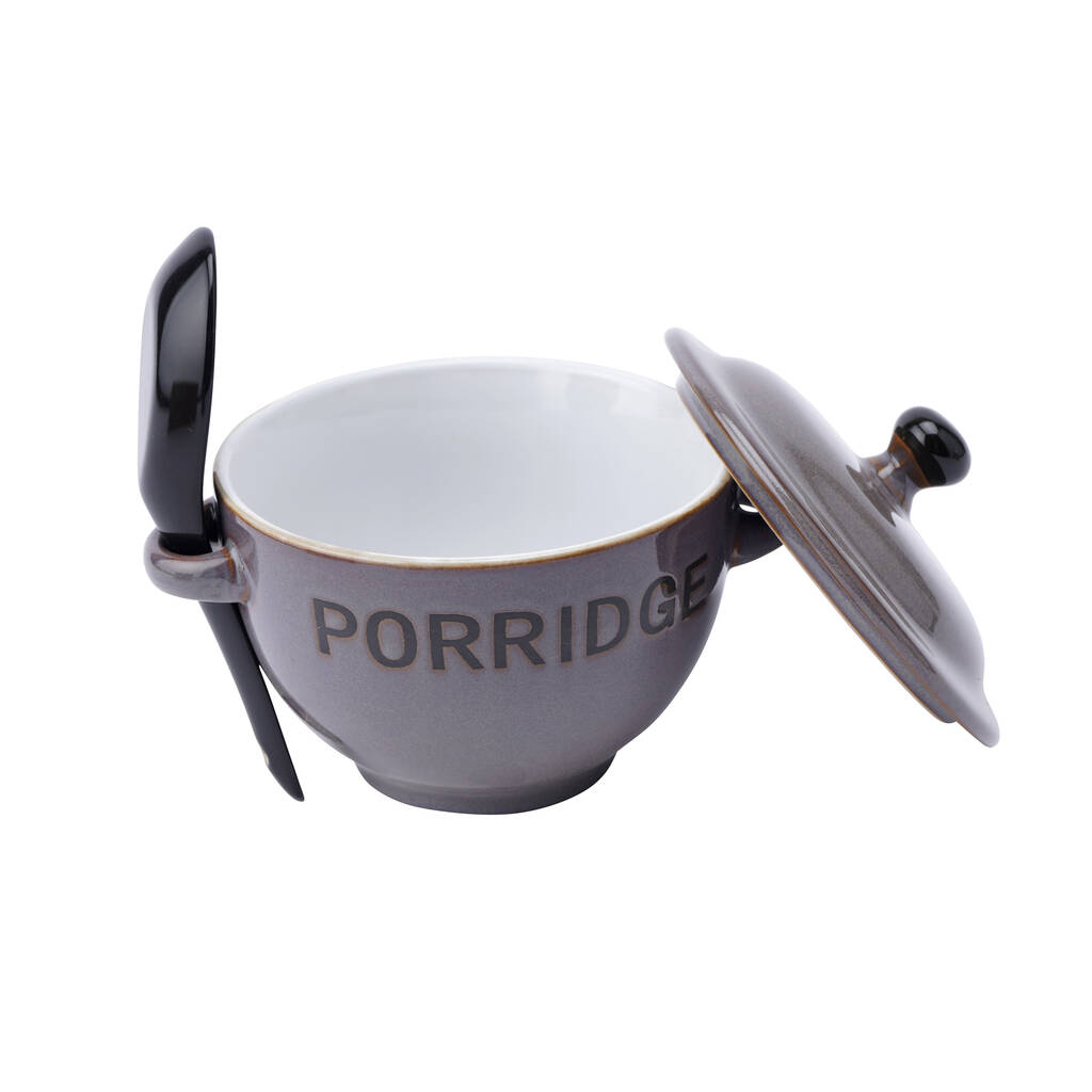 Ceramic Grey 'Porridge' Bowl And Spoon In Gift Box By CGB Giftware ...