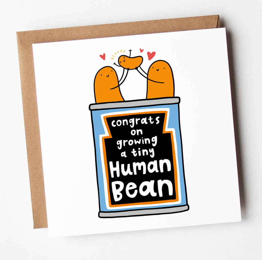 'Growing A Tiny Human Bean' Congrats Card By Arrow Gift Co ...