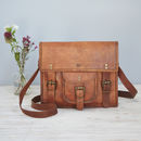 personalised vintage style brown leather satchel by paper high ...