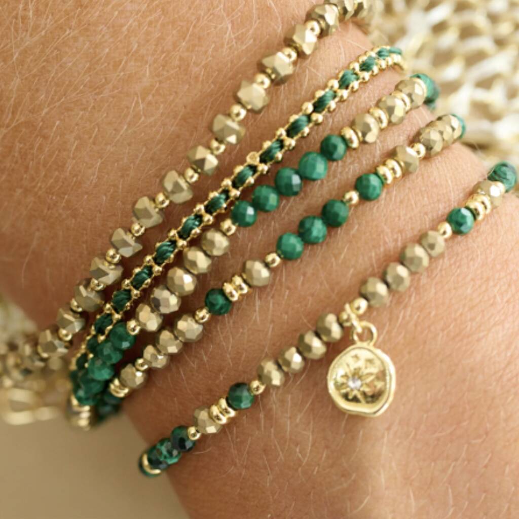 Emerald Three Layer Bracelet Stack By Boho Betty
