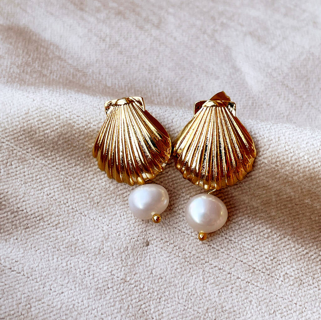 Shell And Pearl Earrings By Lucent Studios | notonthehighstreet.com