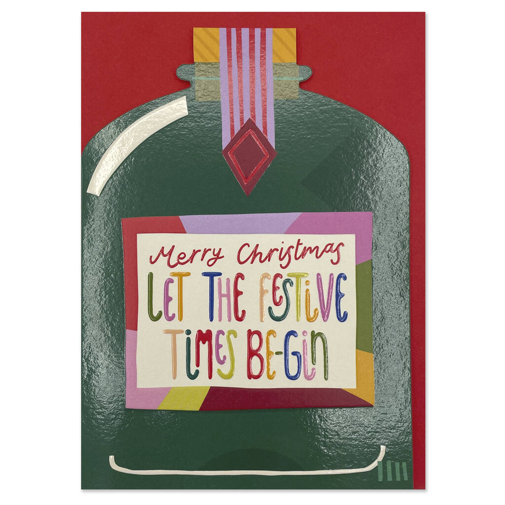 'Let The Festive Times Be Gin' Card By Raspberry Blossom