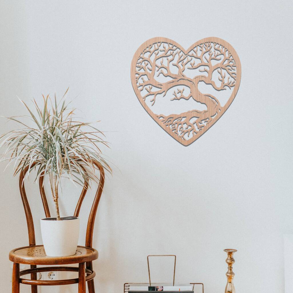 Wooden Tree Of Life Heart Wall Art, Home Room Decor By Duke Craft ...