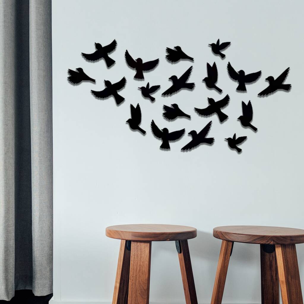 Wooden Flying Birds Wall Art, Flock Of Birds Wall Decor By Duke Craft ...