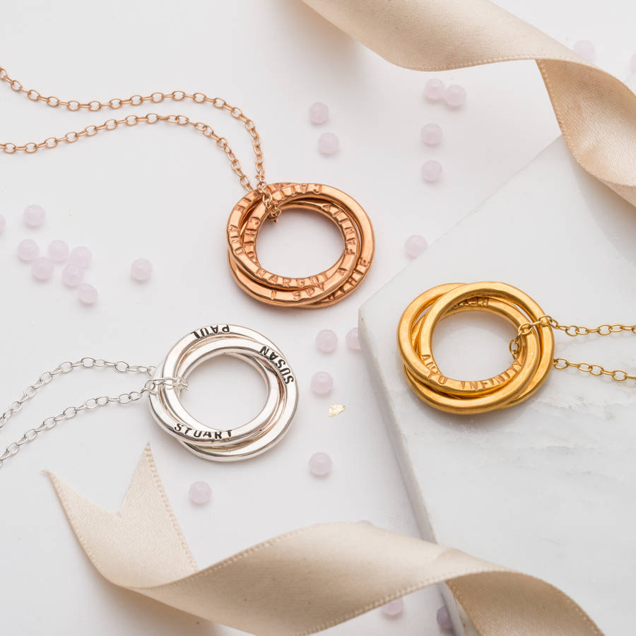 personalised five ring russian necklace by posh totty designs ...