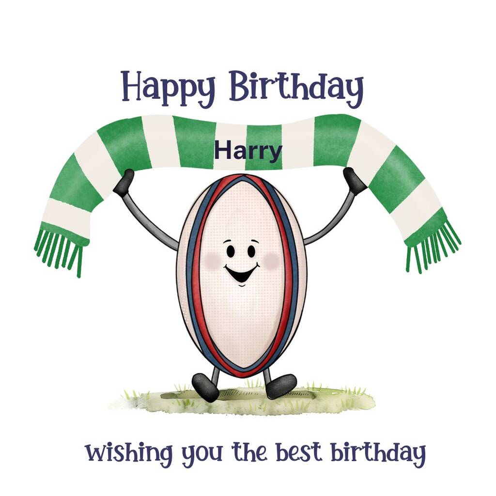 Rugby Fan Personalised Birthday Card By Hitcreations4u