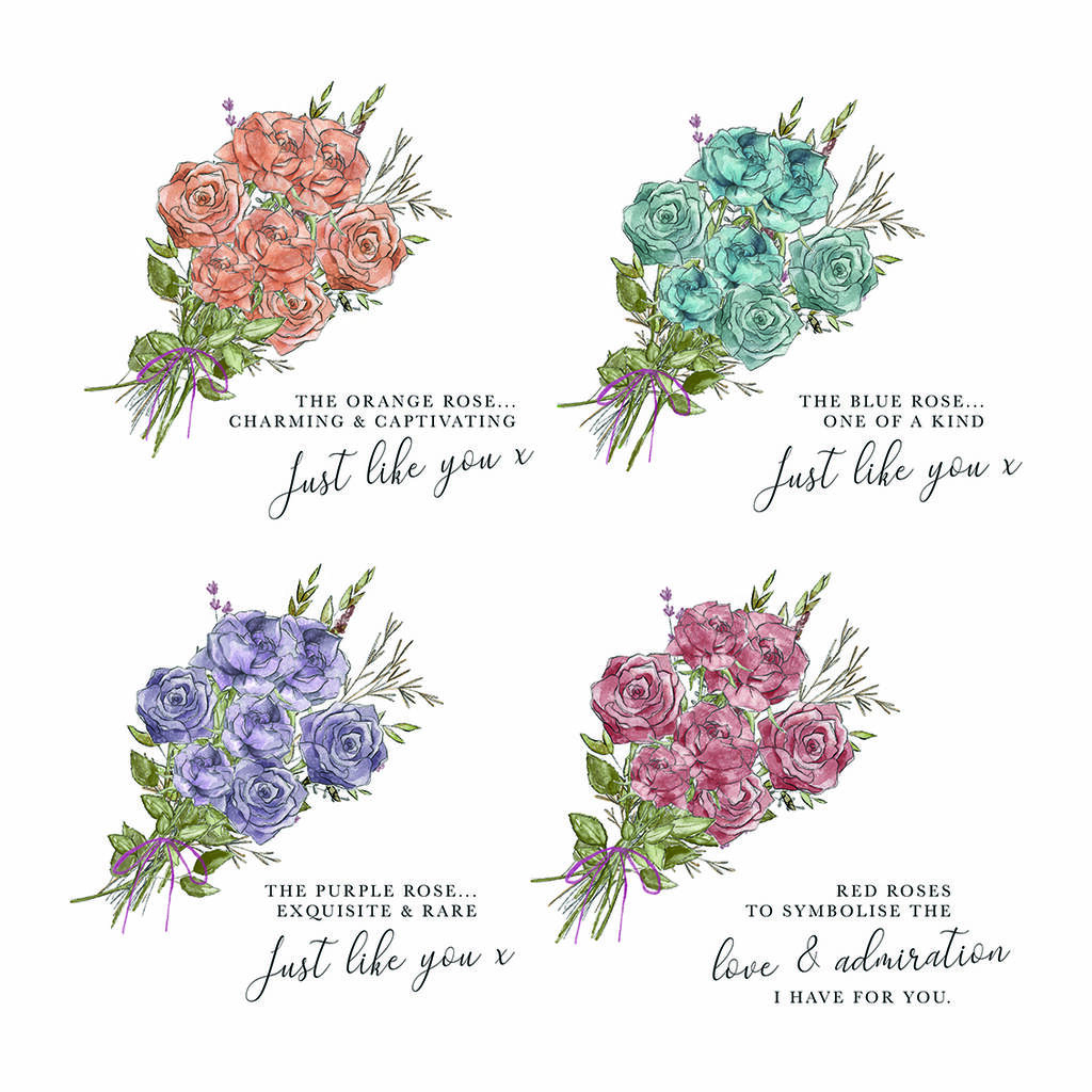 Rose Bouquet Personalised Card By Vintage Designs Reborn