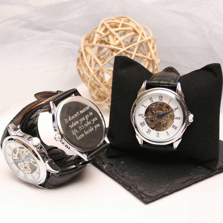 engraved mechanical wrist watch roman numerals by giftsonline4u ...
