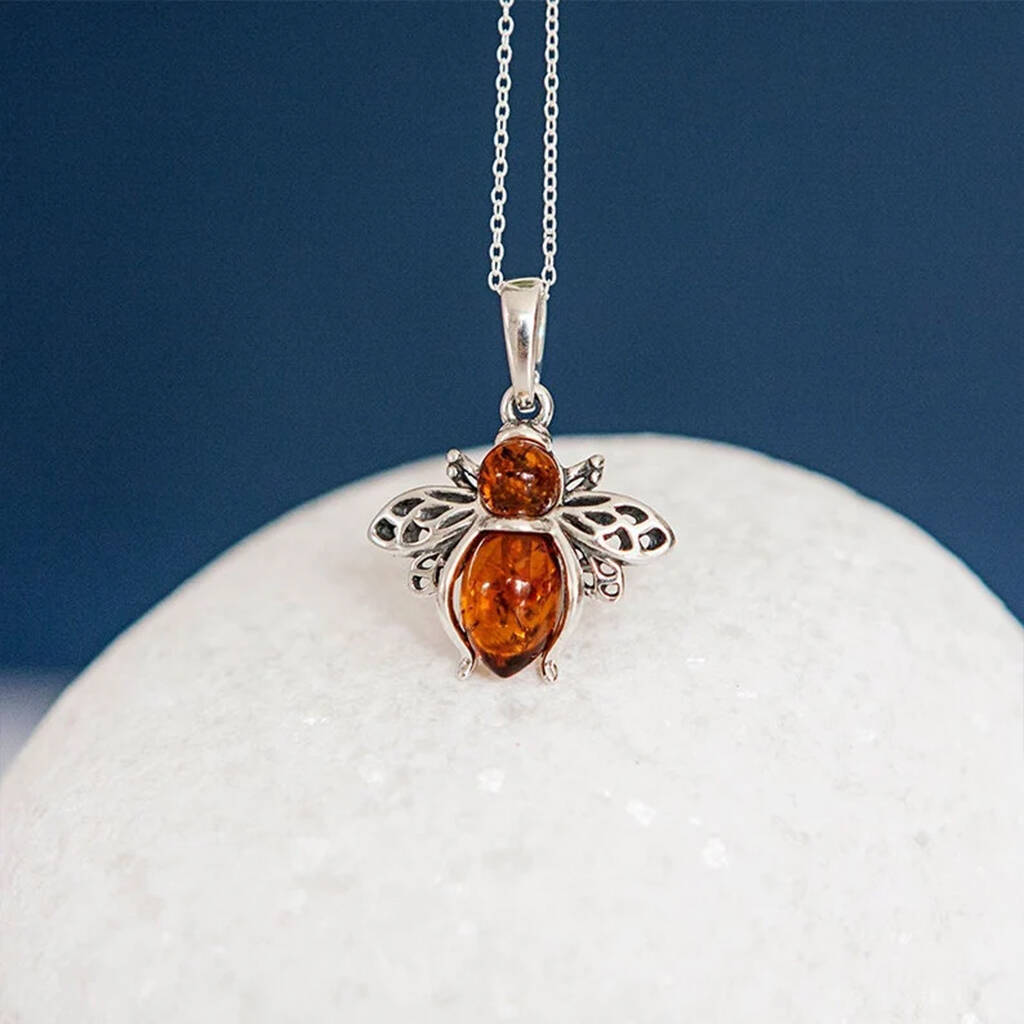 Baltic Amber Bumble Bee Necklace In Sterling Silver By Songs of Ink and ...