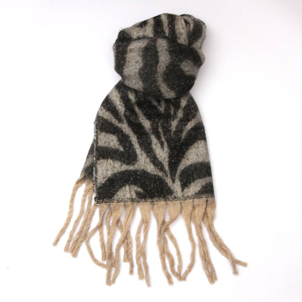 Zebra Black And White Heavyweight Scarf By Hurleyburley