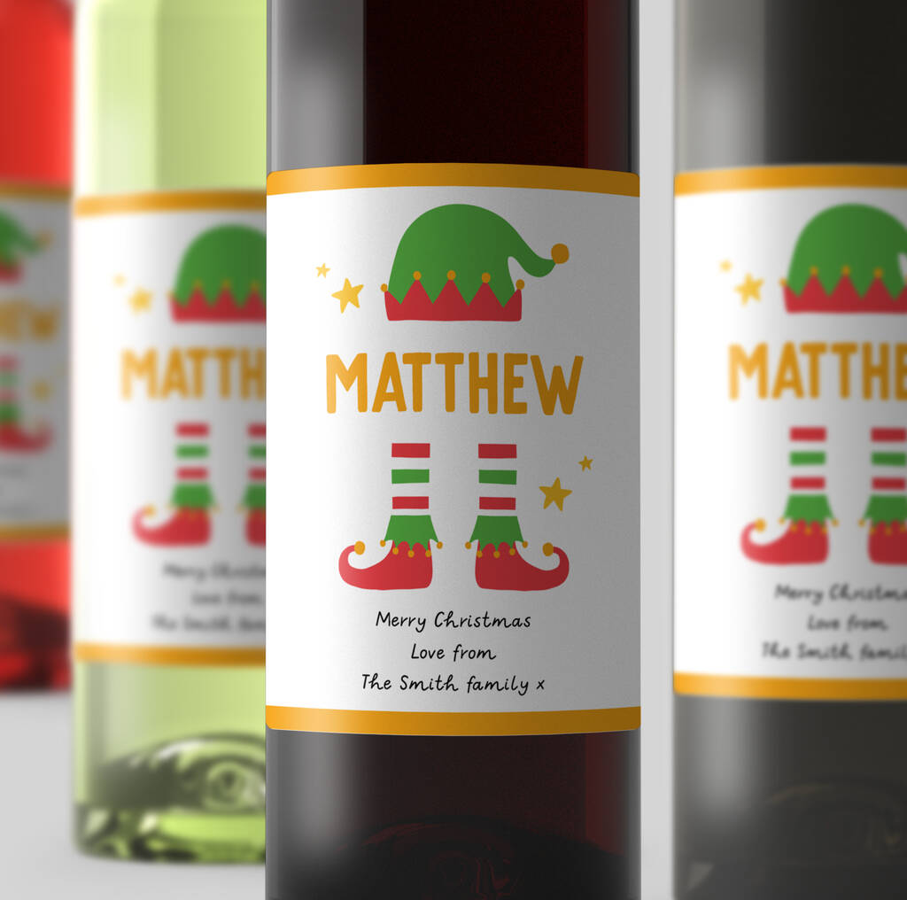 'Elf' Personalised Wine Label By Arrow Gift Co | notonthehighstreet.com