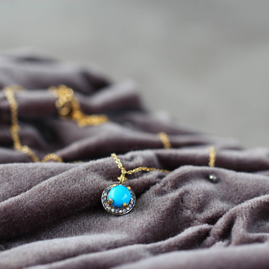 Turquoise And Diamond December Birthstone Necklace By Artique Boutique ...