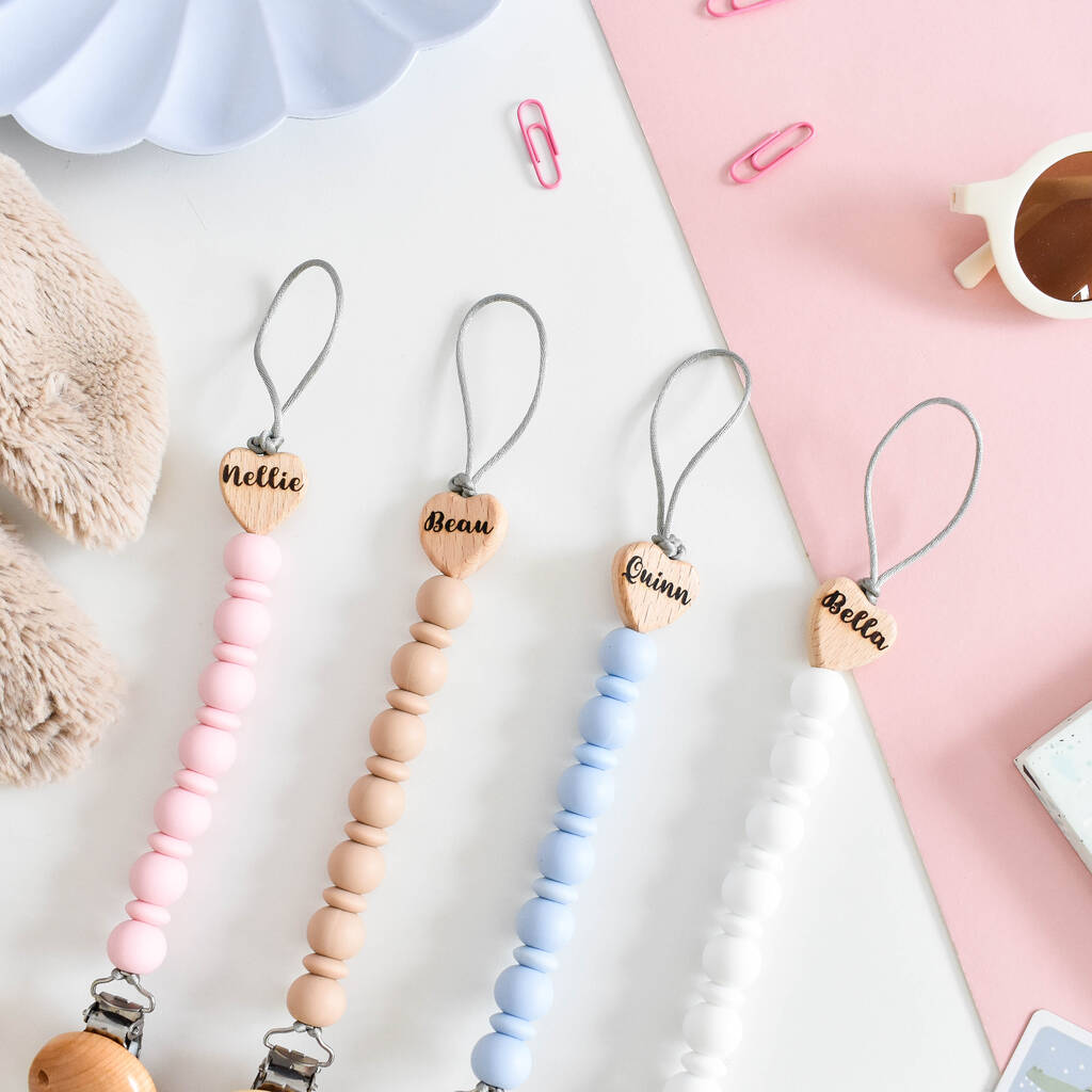 Personalised Dummy Clip With An Engraved Heart By Pops and Dudes ...