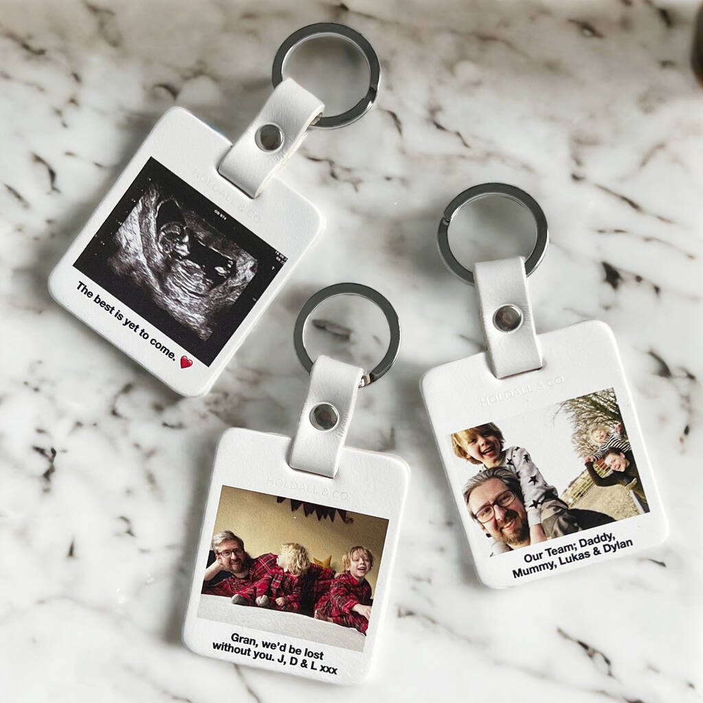 Custom Leather Photo Keyring With Message By Holdall & Co ...