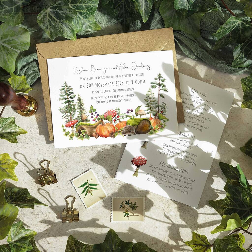 Autumn Woodland Evening Invitations And Envelopes By Paper Willow ...