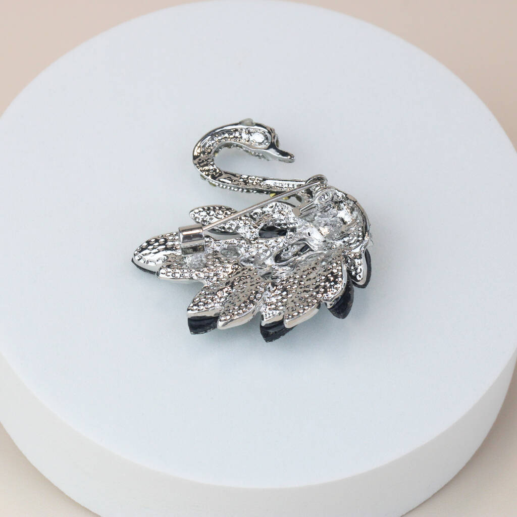 Crystal And Abalone Swan Brooch By GY Studios