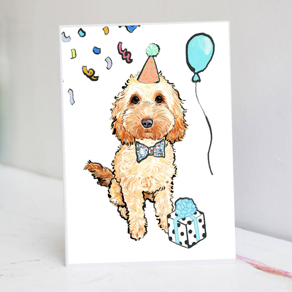 Apricot Cockapoo Birthday Card | Cockapoo By Pet Portrait Illustration ...