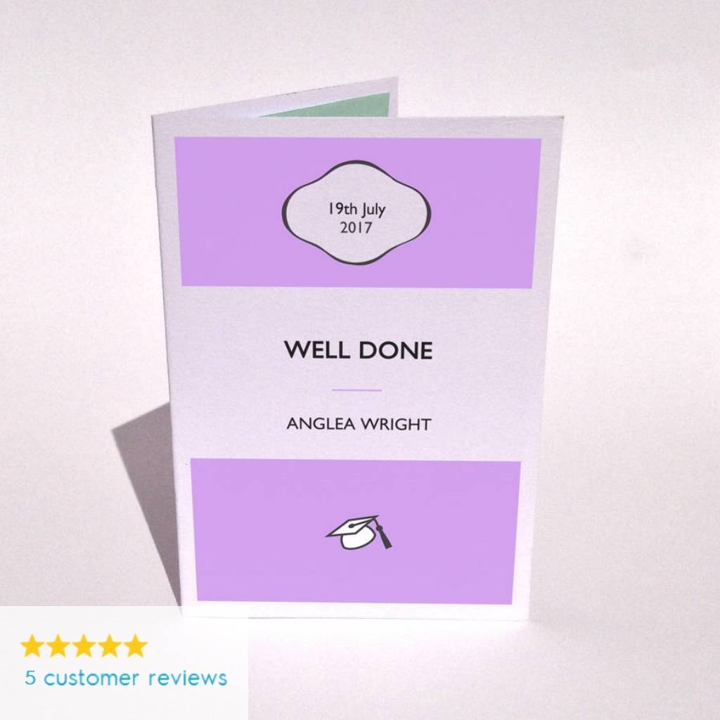 personalised well done congratulations stripe card by clean design ...