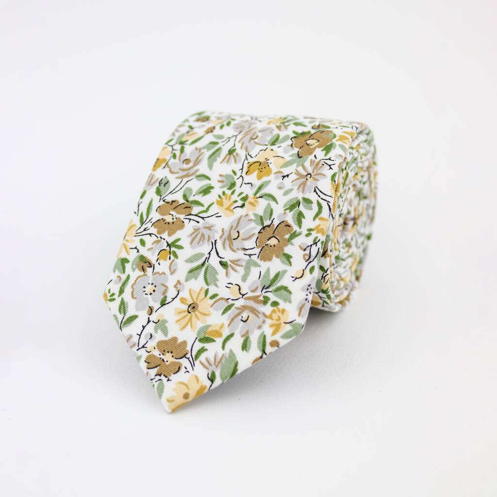 100% Cotton Handmade Floral Wedding Tie Yellow By THE GENTS LAB ...